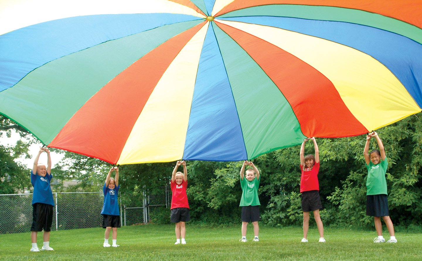 Palos Sports - Heavy Duty Standard Parachute 24' with 20 Handles, Kids Parachute for Cooperative play - Comes with Carrying Bag | Multi-colored