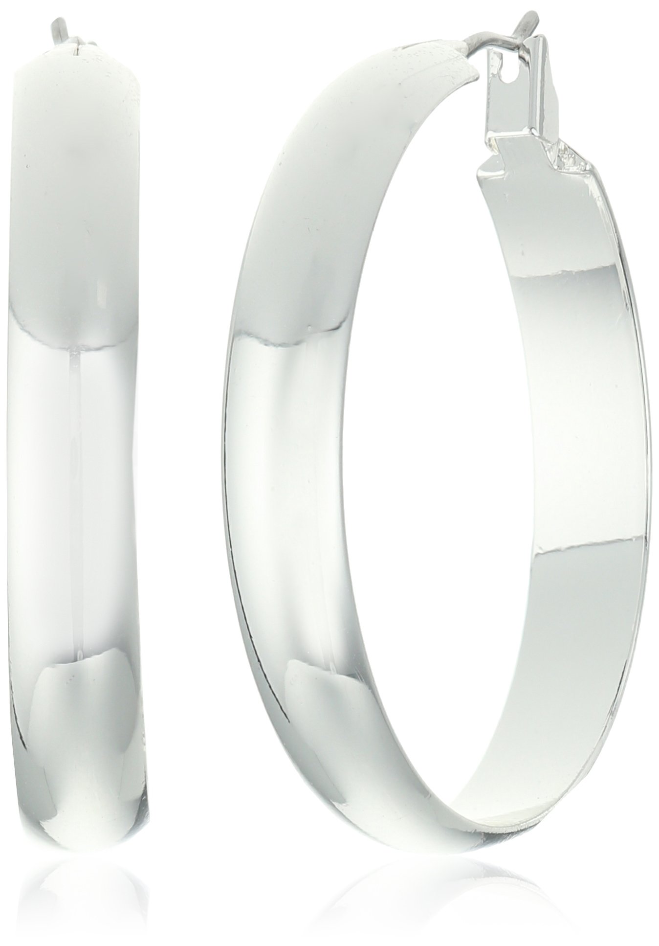 Napier Silvertone Wide Band Clicktop Hoop Earrings