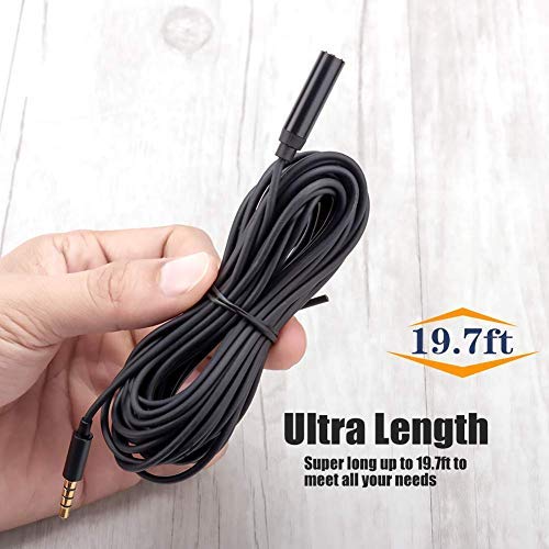 ofone 3.5mm Microphone Extension Cable, Male to Female Mini Mic Cord for iPhone Android Professional Studio Recording Audio TRRS Jack Cables for Headphone Lav Camera (19.7 FT/6 Meters)
