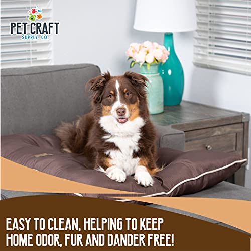 Pet Craft Supply Super Snoozer Calming Indoor / Outdoor All Season Water Resistant Durable Dog Bed, Large, Chocolate, 40.0"L x 30.0"W x 4.0"Th