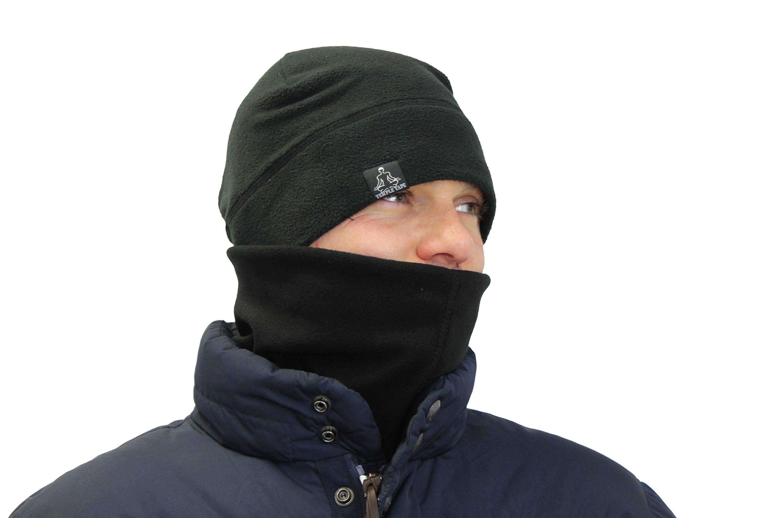 Temple Tape Tactical Fleece Watch Cap Beanie β Skull Cap Fleece Hat - 2 Pack Black/Sand Brown - One Size (Fits Most Heads)