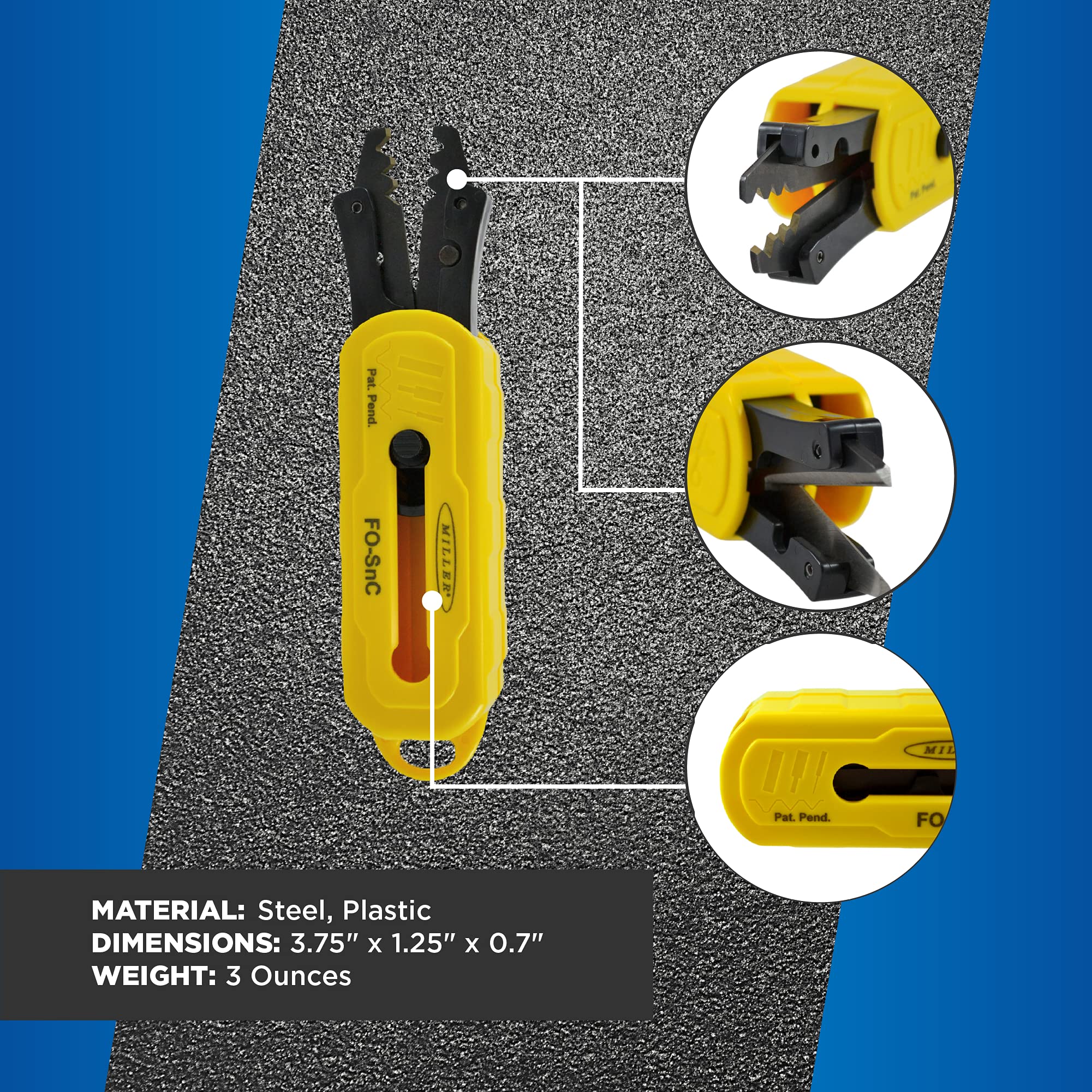 Miller FO-SNC Strip and Cut Fiber Optic Cutting and Stripping Tool, Easily Portable Tool for Professional Technicians, Electricians, and Installers, 3 Ounces