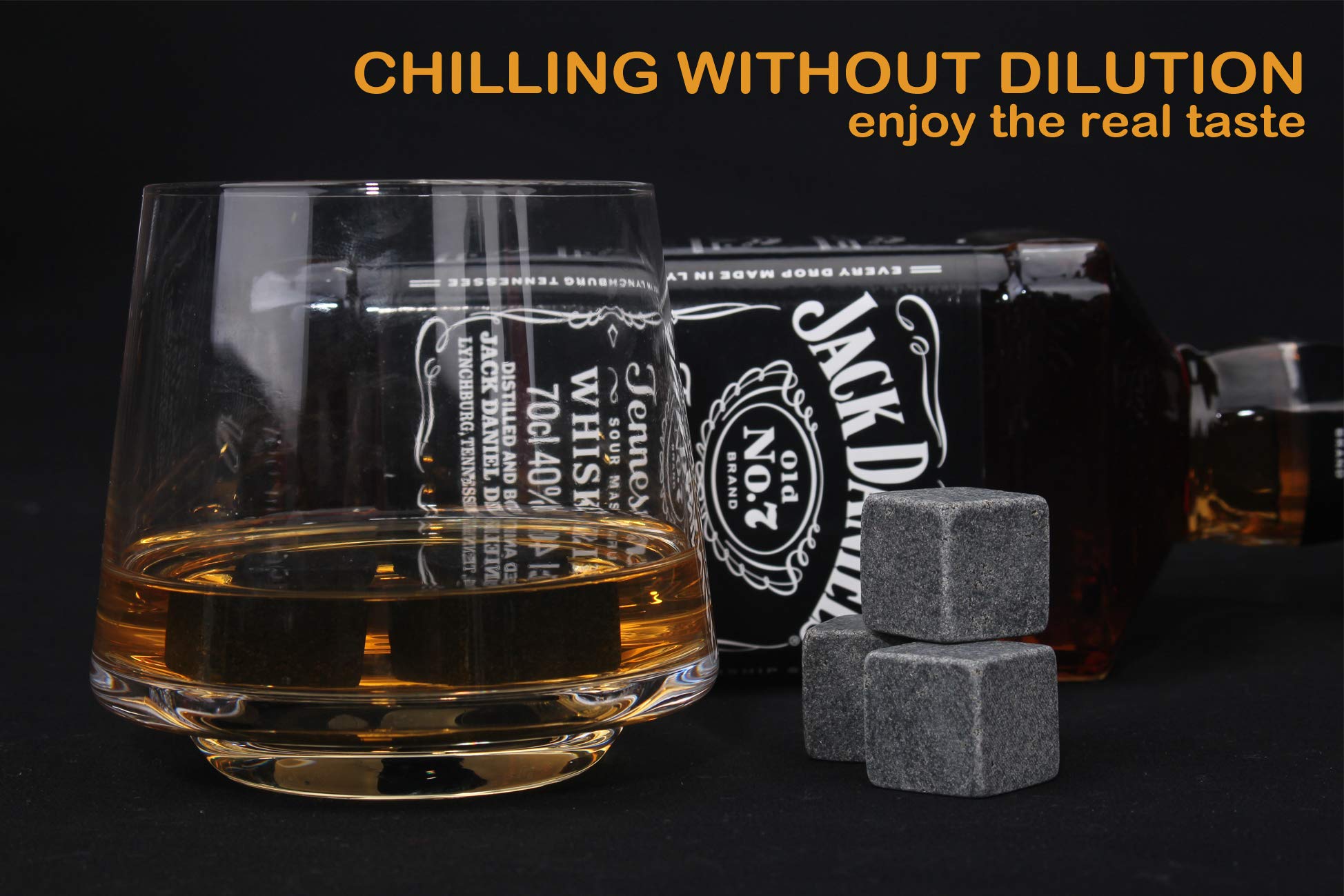 Whiskey Stones and Bottle Stopper Set, Pack of 8 Whiskey Drinking Stones to Chiling Whiskey, Polymer Stopper for Standard Spirit, Wine Bottles, Gift Pack for Christmas, Birthday - Barleo Malt°