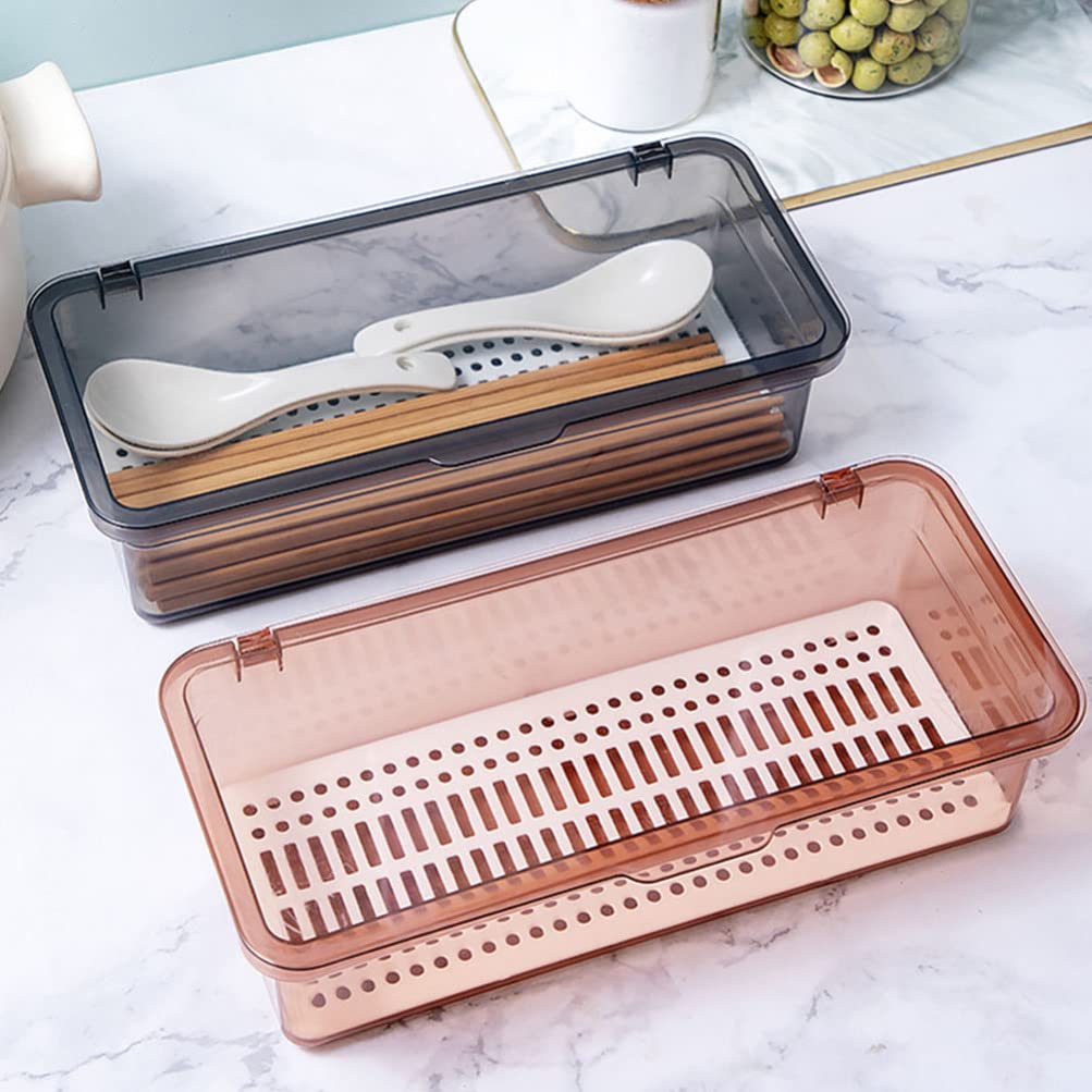 Tofficu 2pcs Chopsticks Storage Box Backflow Preventer Drainer Basket Cabinet Grocery Holder Kitchen Utensils Plastic Storage Drawer Kitchen Storage Case Pp Metallic Line Sink