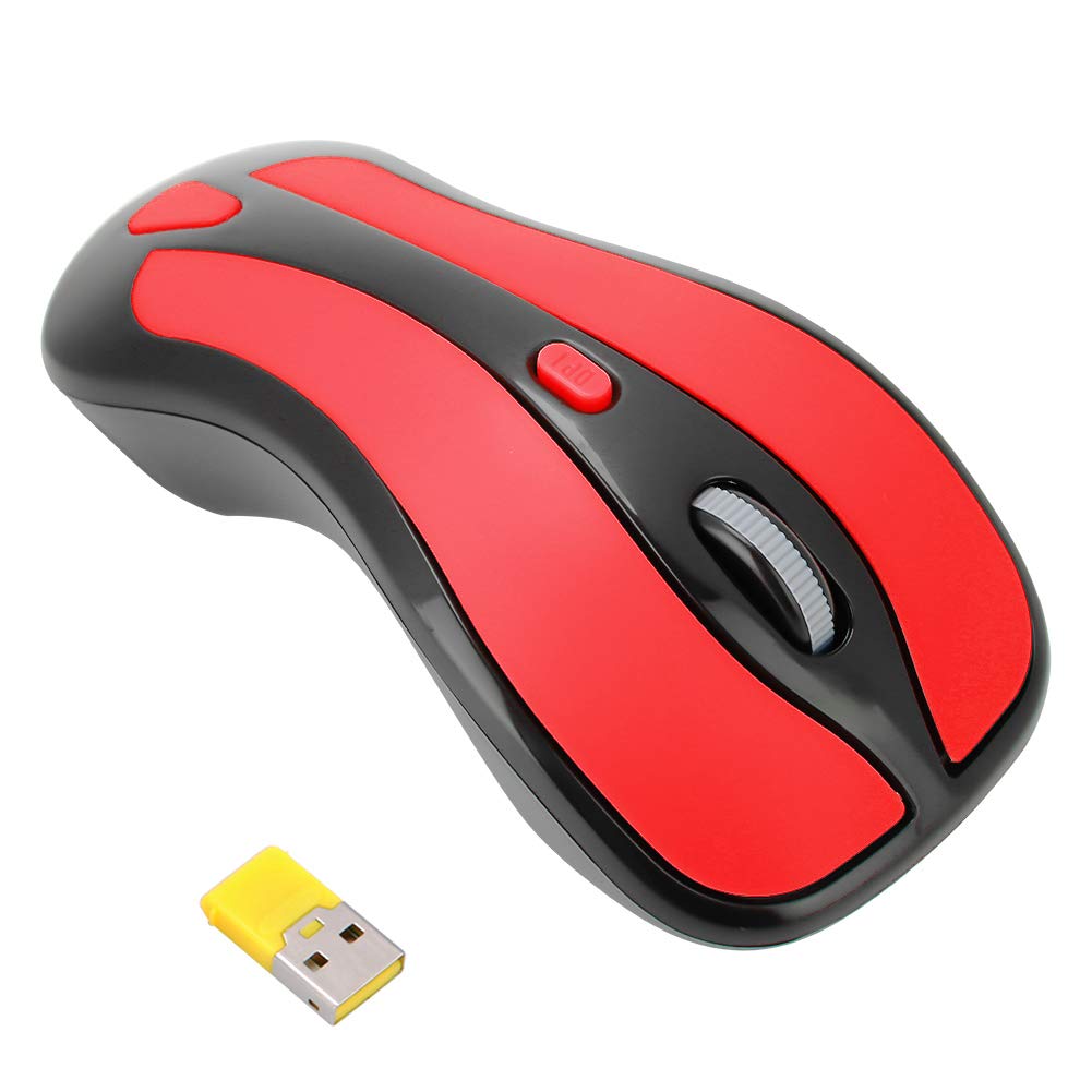 Zerone Wireless Gyroscopic Mouse Gyration Air Mouse, 2.4G Gyro Wireless Mouse Maximum 1600 DPI Optical Mice Gaming Mouse with USB Nano Receiver for PC Laptop Smart TV/Box(Red+Black) (Reed) (Renewed)