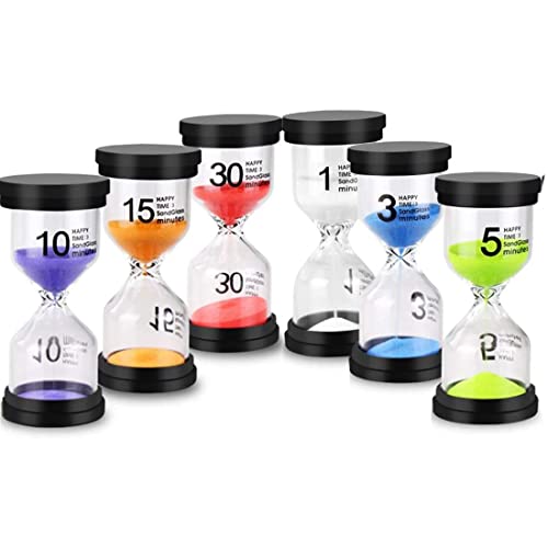 TBZ Colorful Hourglass Sand Timers for Classroom 1min/3mins/5mins/10mins/15mins/30mins Specially Designed for Brushing Teeth Playing Studying and Many More