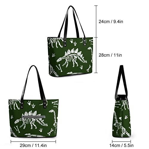 Womens Handbag Dinosaurs Skeleton Leather Tote Bag Top Handle Satchel Bags For Lady