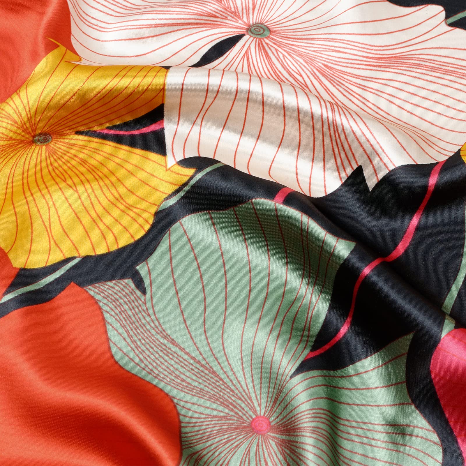 QBSM 4 Pcs 35'' Satin Head Scarf Silk Feeling Neck Scarves Hair Wrap for Sleeping Large Square Headscarf for Women