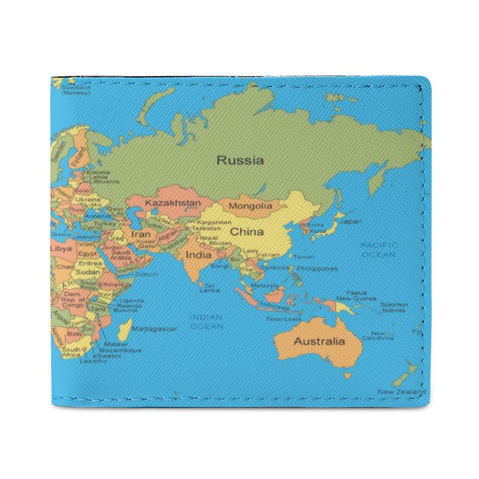 World Map Wallet Men's Bi-fold Durable Wallet