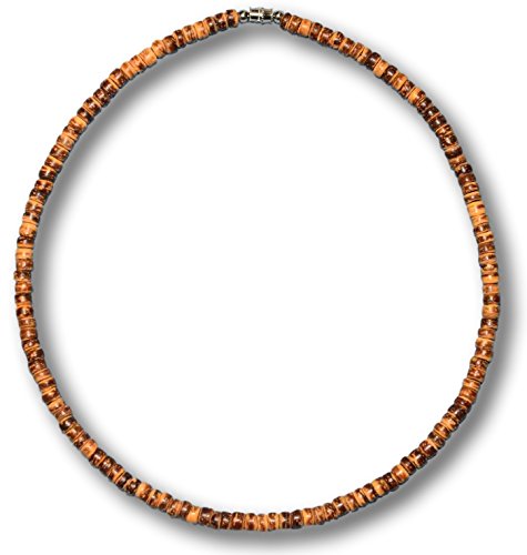 Native Treasure 18" Mens and Womens Tropical Summer Beach Surfer Necklace From the Philippines, Mixed Brown Coconut Beads