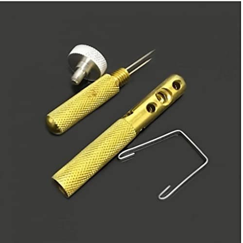TOSSPER 1pc Fishing Line Knot Tying Tool Metal Fishing Hook Double-Headed Needle Knots Tier Fish Hook Tool Fishing Accessories, Gold