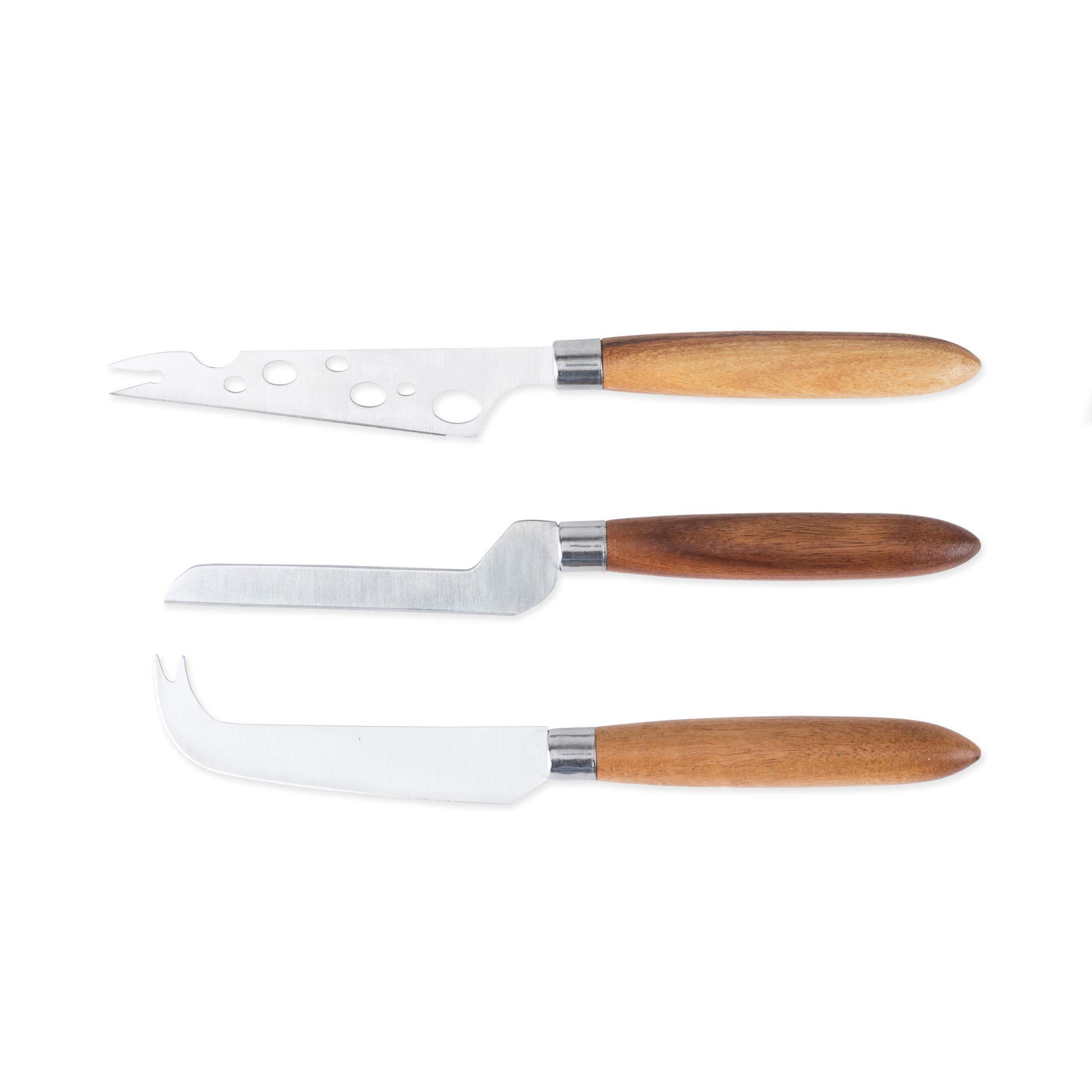 Twine Rustic Farmhouse Hard Cheese Knife - Stainless Steel Multiuse Cheese Knife Slicer - Acacia Wood Handle, Charcuterie Accessories