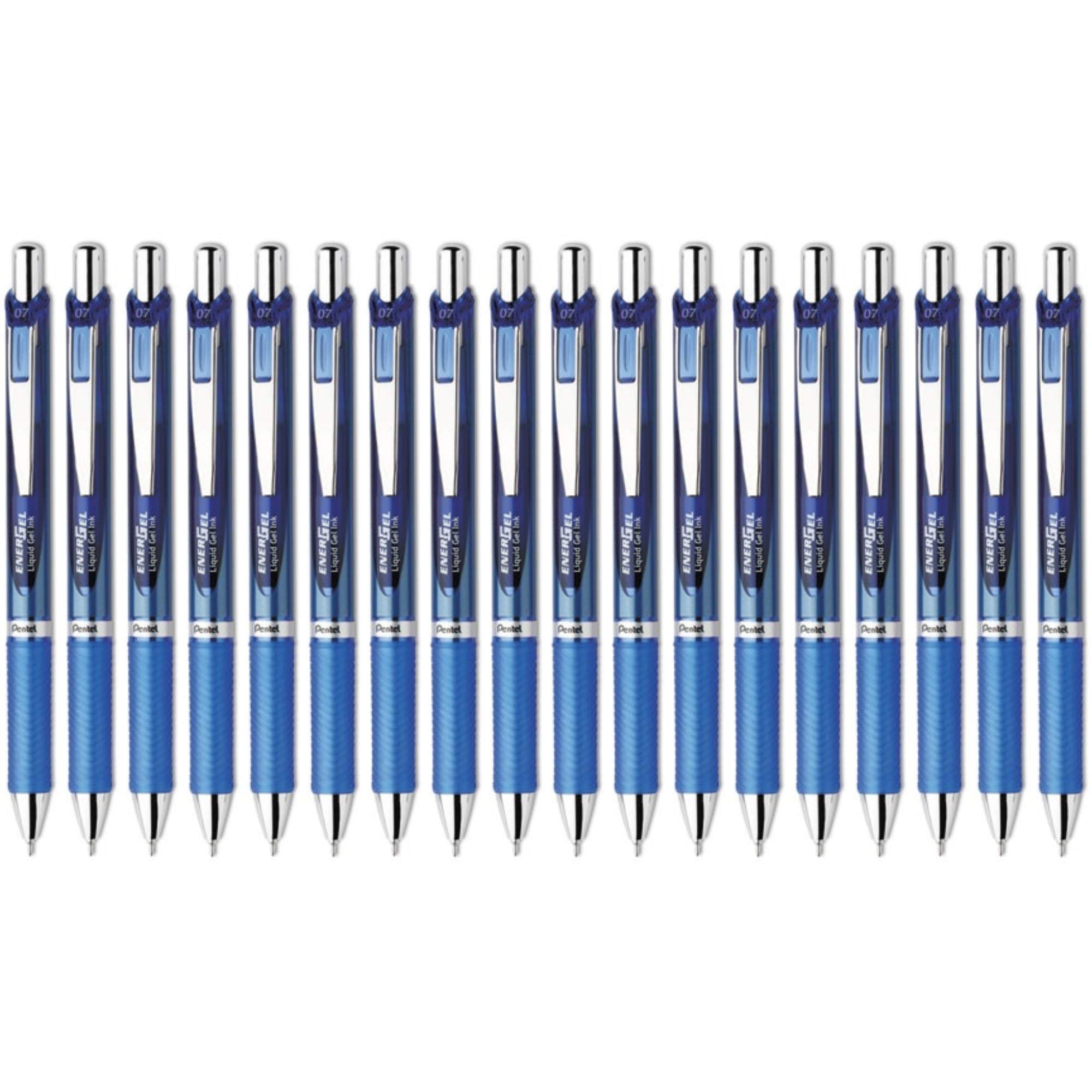 Pentel EnerGel Deluxe RTX Retractable Liquid Gel Pen, 0.7mm Medium Line, Blue, Pack of 18