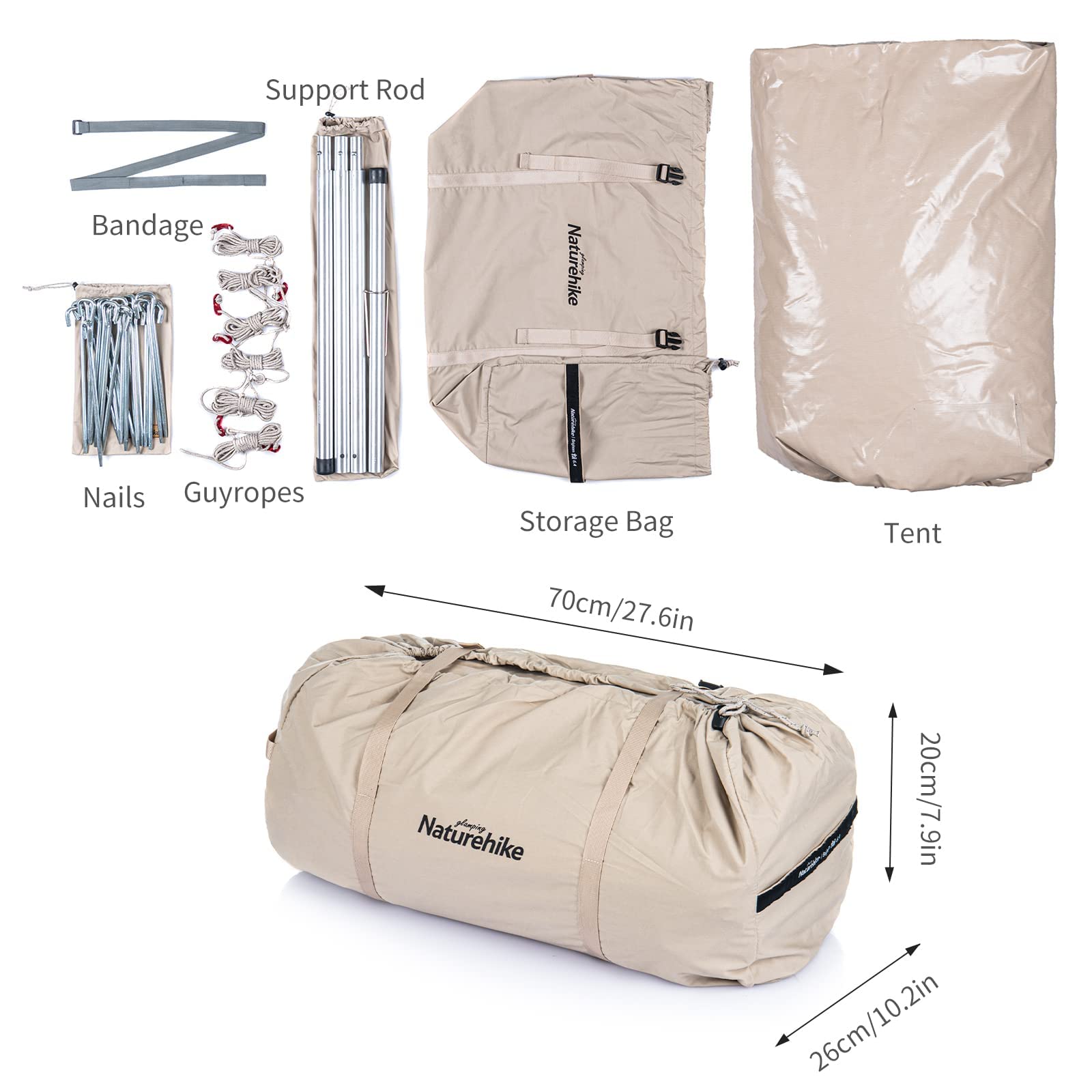 Naturehike Cotton Tent Pyramid Tent Multi-Person Family Glamping (Brighten 6.4)