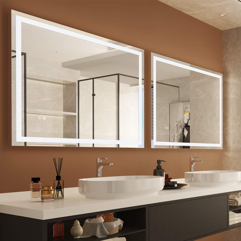Summer Calling 24x32 Inch Led Bathroom Mirror with Light, Color Temperature 3000-6000K Adjustable, Dimmer with Memory, Defogger Wall Mounted Led Backlit Mirror, High Lumen, IP54 Waterproof