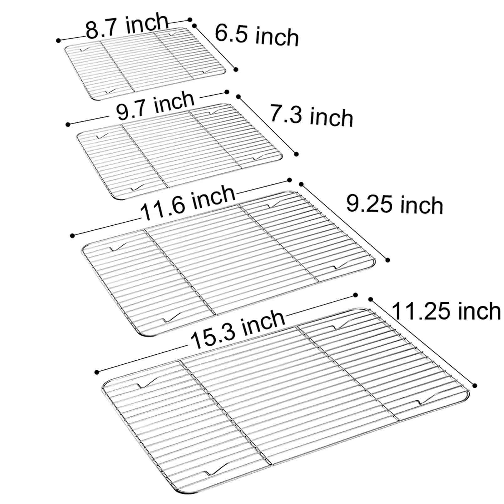 TeamFar Cooling Rack Set of 4, Roasting Baking Racks Stainless Steel for Baking Sheet Toaster Oven Pan, Healthy & Rust Free, Mirror Finish & Dishwasher Safe β¦