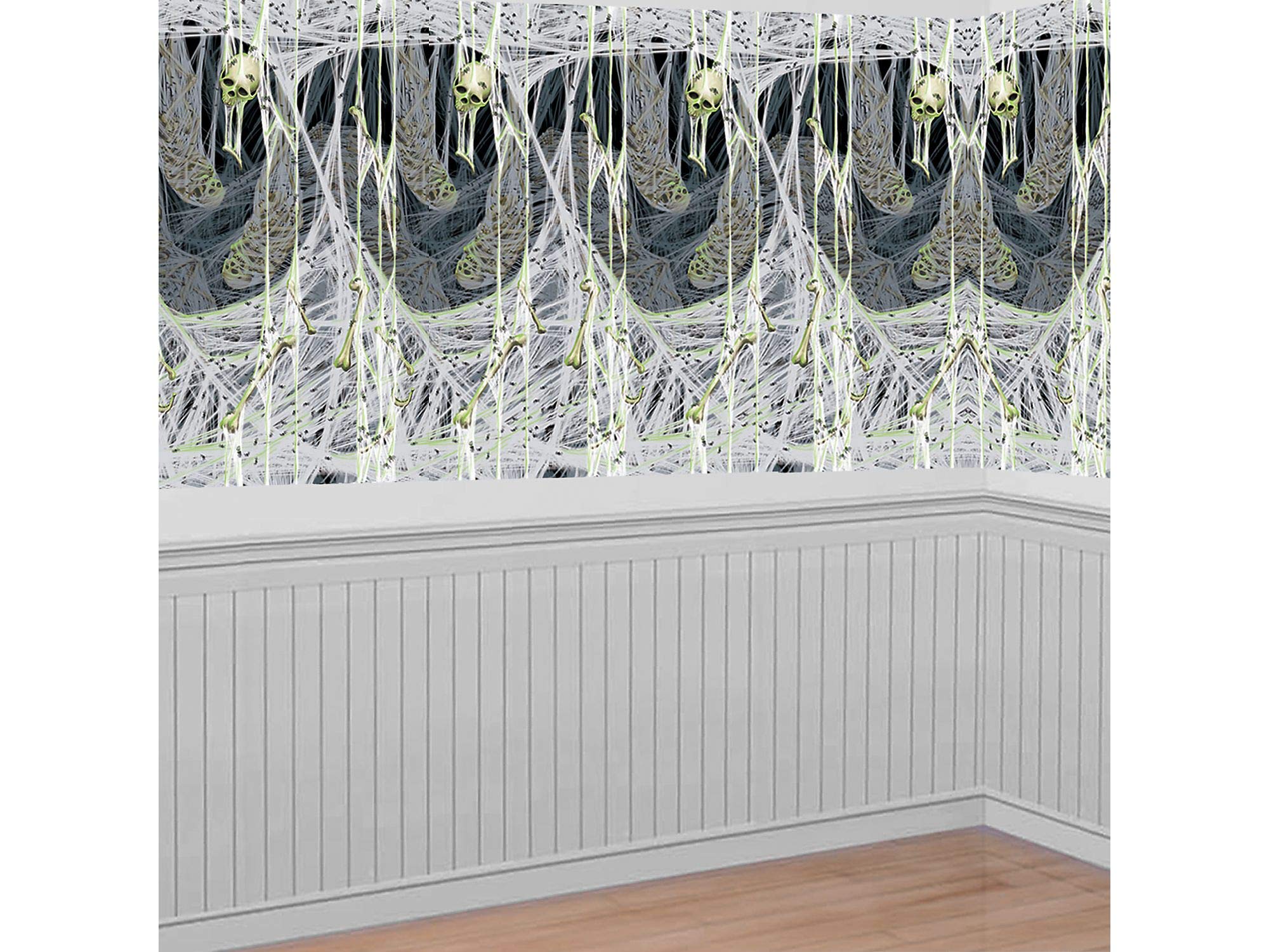 Spooky Spider's Lair Scene Setters - 48" x 40' - White Plastic Room Roll - Perfect for Halloween Decoration, 1 Pc.