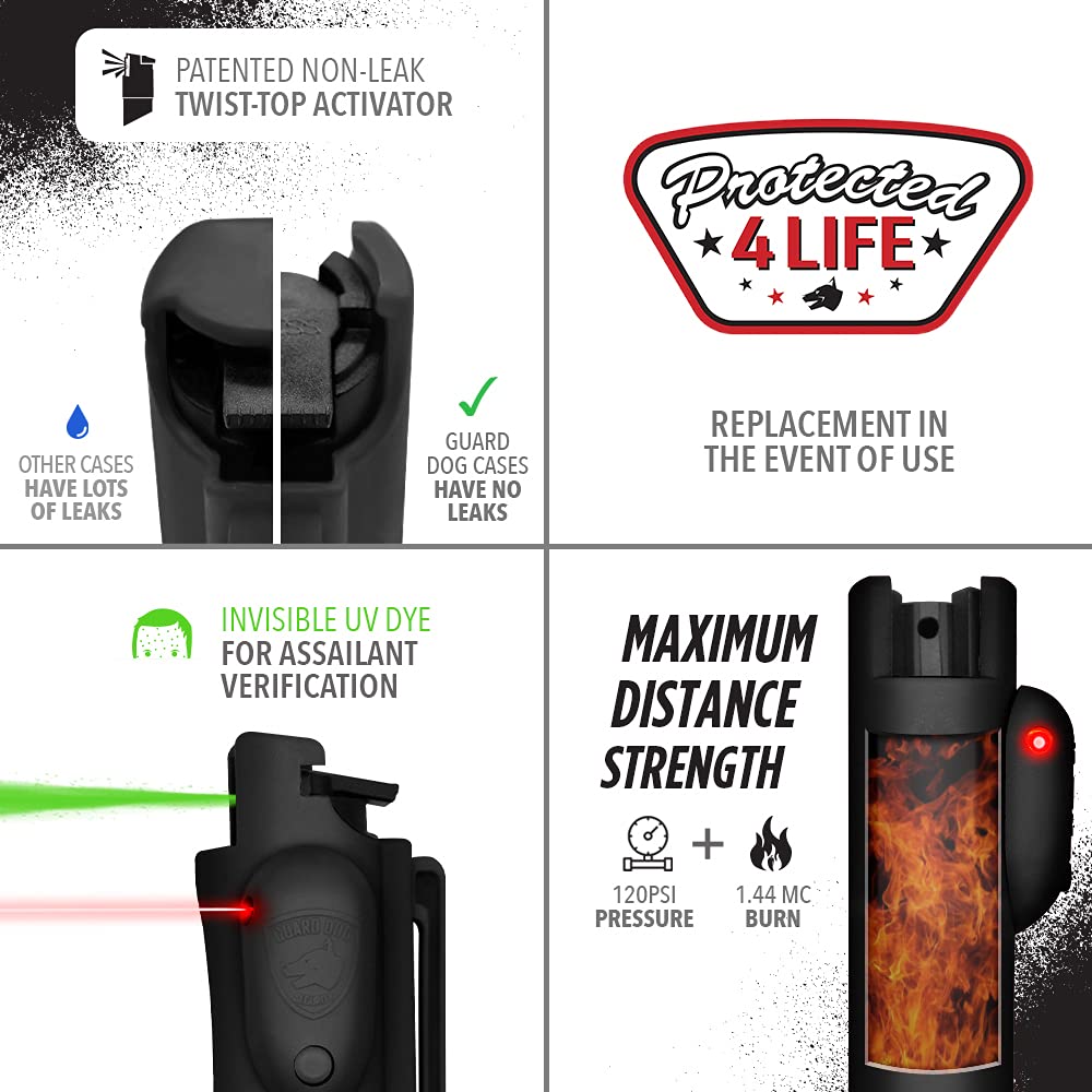 World’s Only Laser Sight Pepper Spray, Guard Dog AccuFire, Maximum Strength Self Defense Red Pepper Spray (6 Pack)