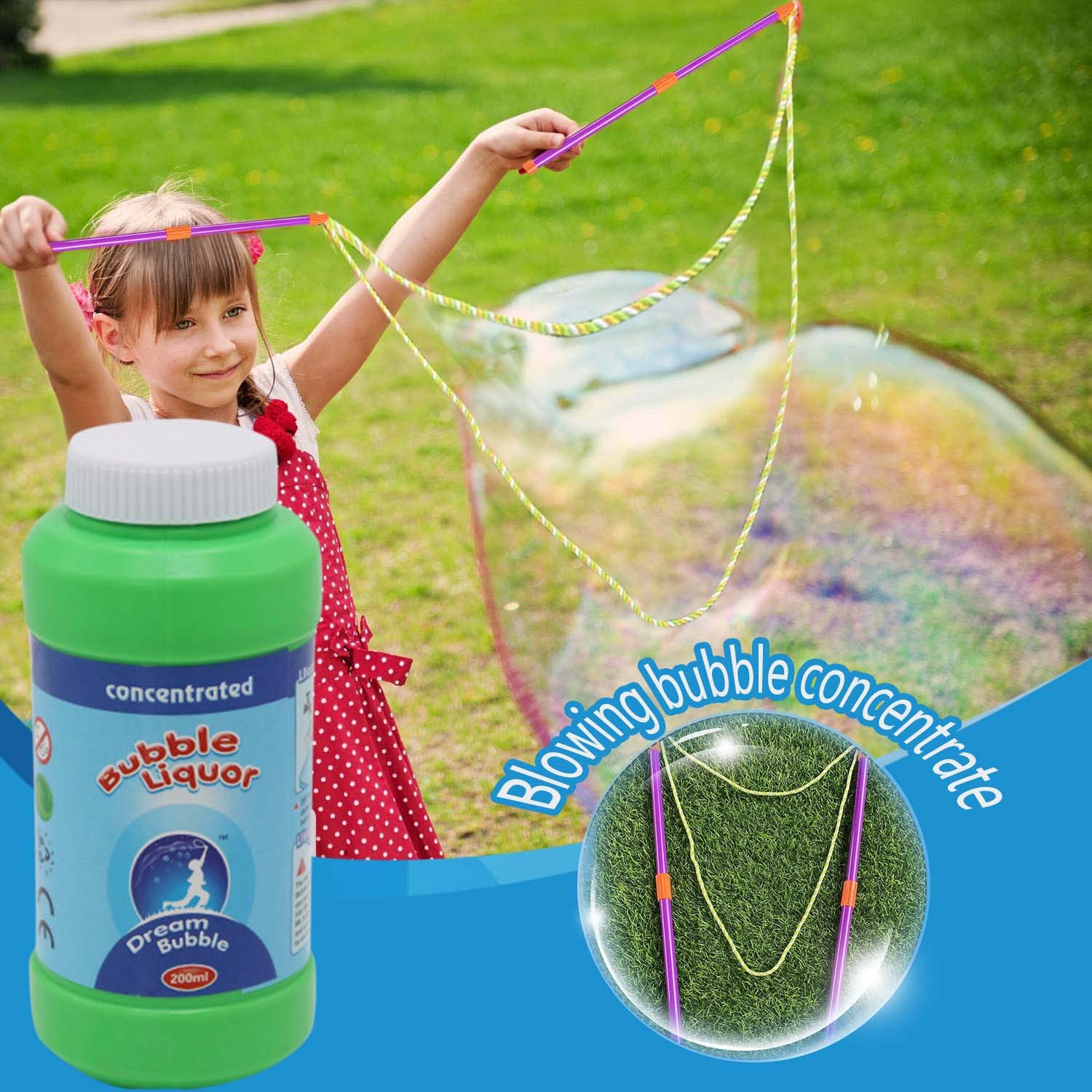 npkgvia Solution Wedding Bubble Blower Supplies Bubble 200ml Supplies Water Bubble Toy Juice Liquid Bubble Soap Bable Toy Little Boy Age 2-4 (Multicolor, One Size)