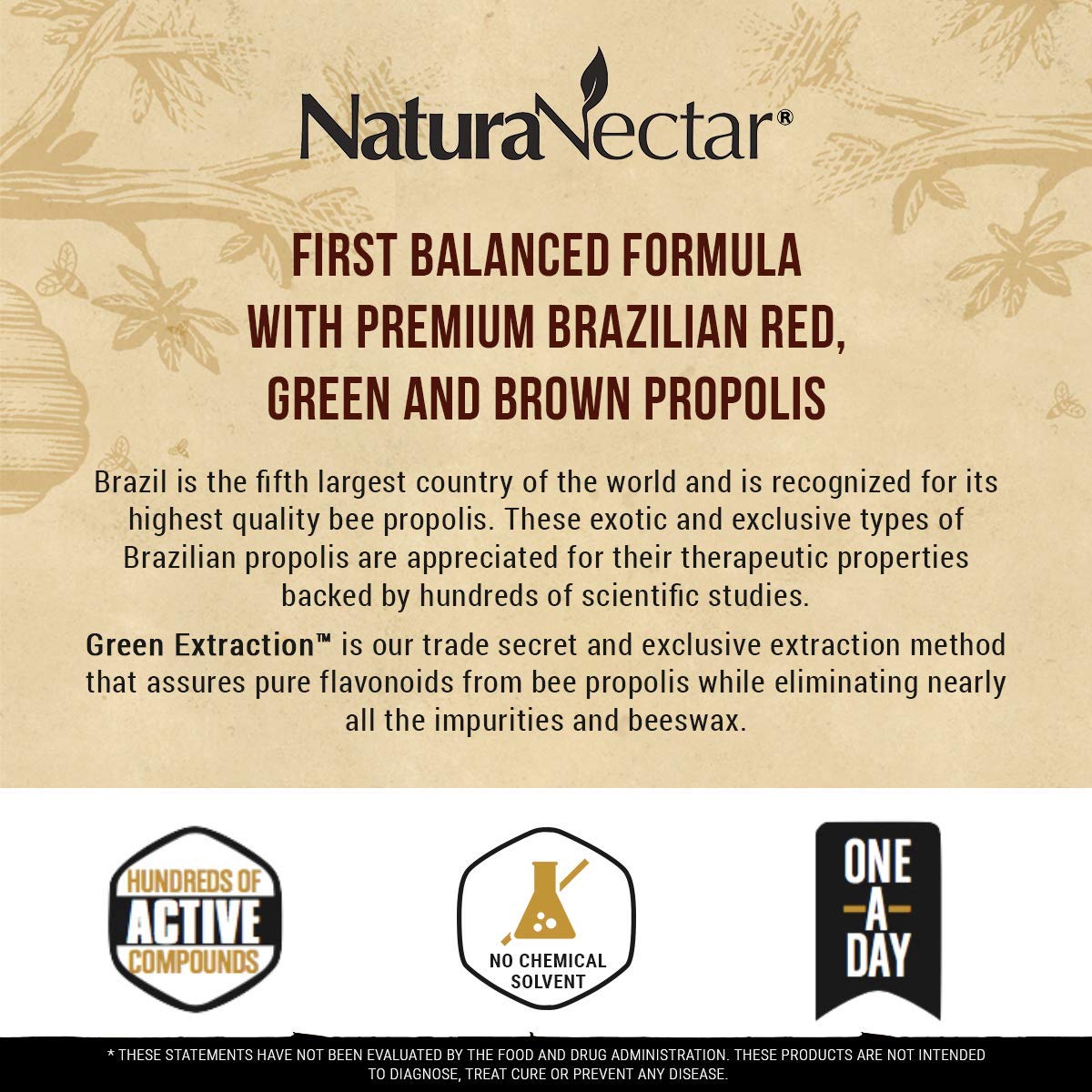 NaturaNectar Ultimate Bee Propolis | NSF Contents Certified | Premium Red, Green, Brown Brazilian Propolis | with Flavonoids and PWE | Ethical Beekeeping & Naturally Sourced | 60 veggie capsules