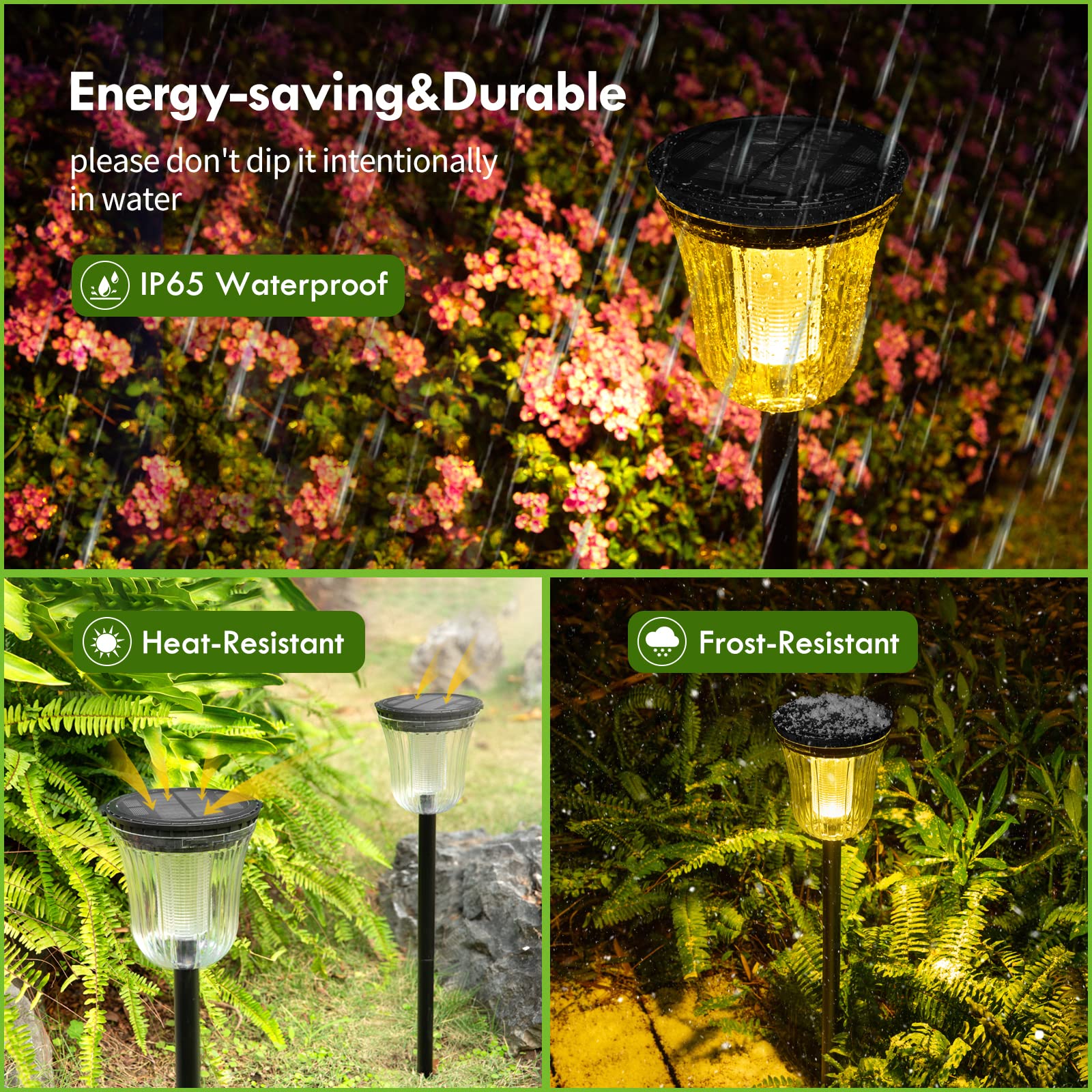 WTGEGF Solar Pathway Lights Outdoor 4-Pack - 100Lumens Landscape Path Lights - Warm/White Switch High Lumen Solar Driveway Lights,Long Lasting LED Solar Walkway Back Yard Lights for Garden Lawn Patio