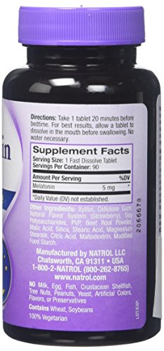 Natrol Melatonin Fast Dissolve Sleep Support Tablet, 90 Count, Pack of 2