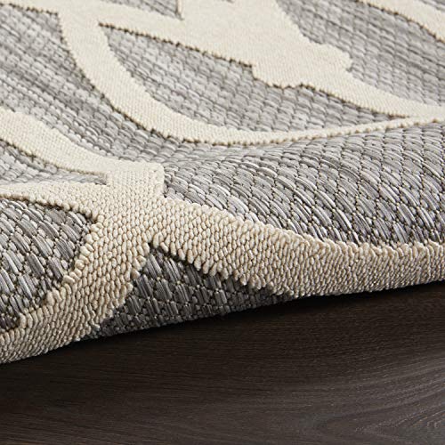 Nourison Palamos Indoor/Outdoor Grey 7'10" x 9'10" Area Rug, Easy Cleaning, Non Shedding, Bed Room, Living Room, Dining Room, Backyard, Deck, Patio (8x10)