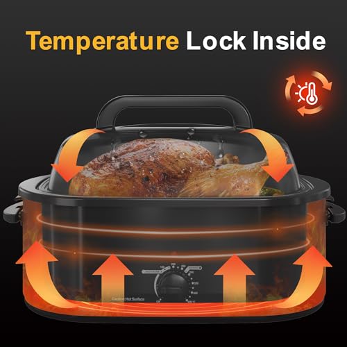 RoyalCraft 26-Quart Electric Roaster Oven - Perfect for Large Meals and Holiday Feasts, Black
