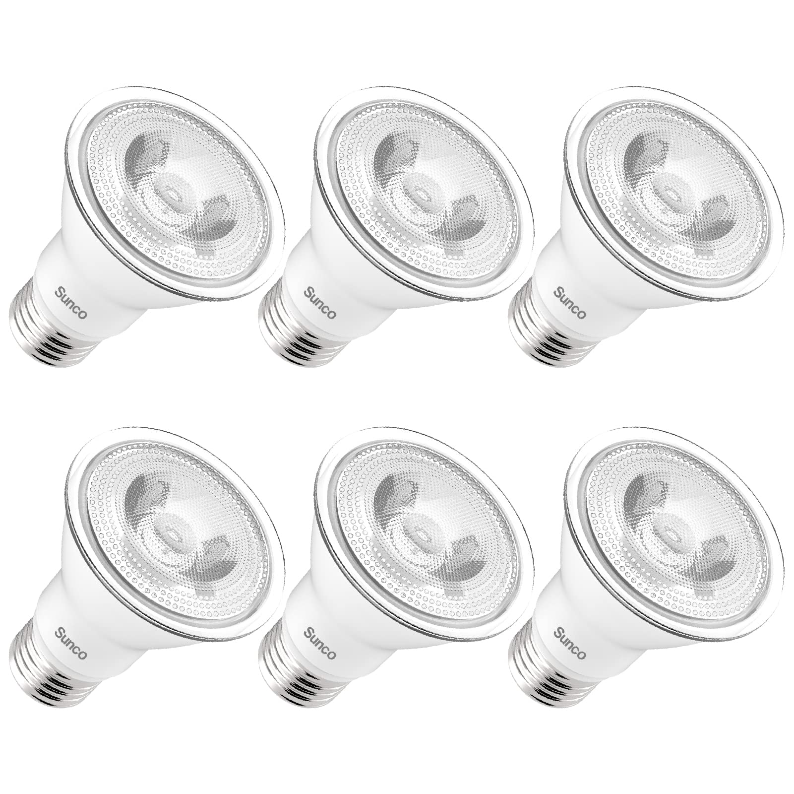 Sunco 6 Pack PAR20 LED Bulbs 50W Equivalent 7W Dimmable, CRI90 2700K Soft White 470 Lumens E26 Medium Base IP65 Waterproof Indoor Home Residential Super Bright Wide Area Flood Light - UL