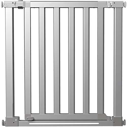 Munchkin Luna Baby Gate with LED Light, Turn Key Mounted Safety Gate for Stairs, Hallways and Doors, Walk Through with Door, Silver , 29x40.5 Inch (Pack of 1)