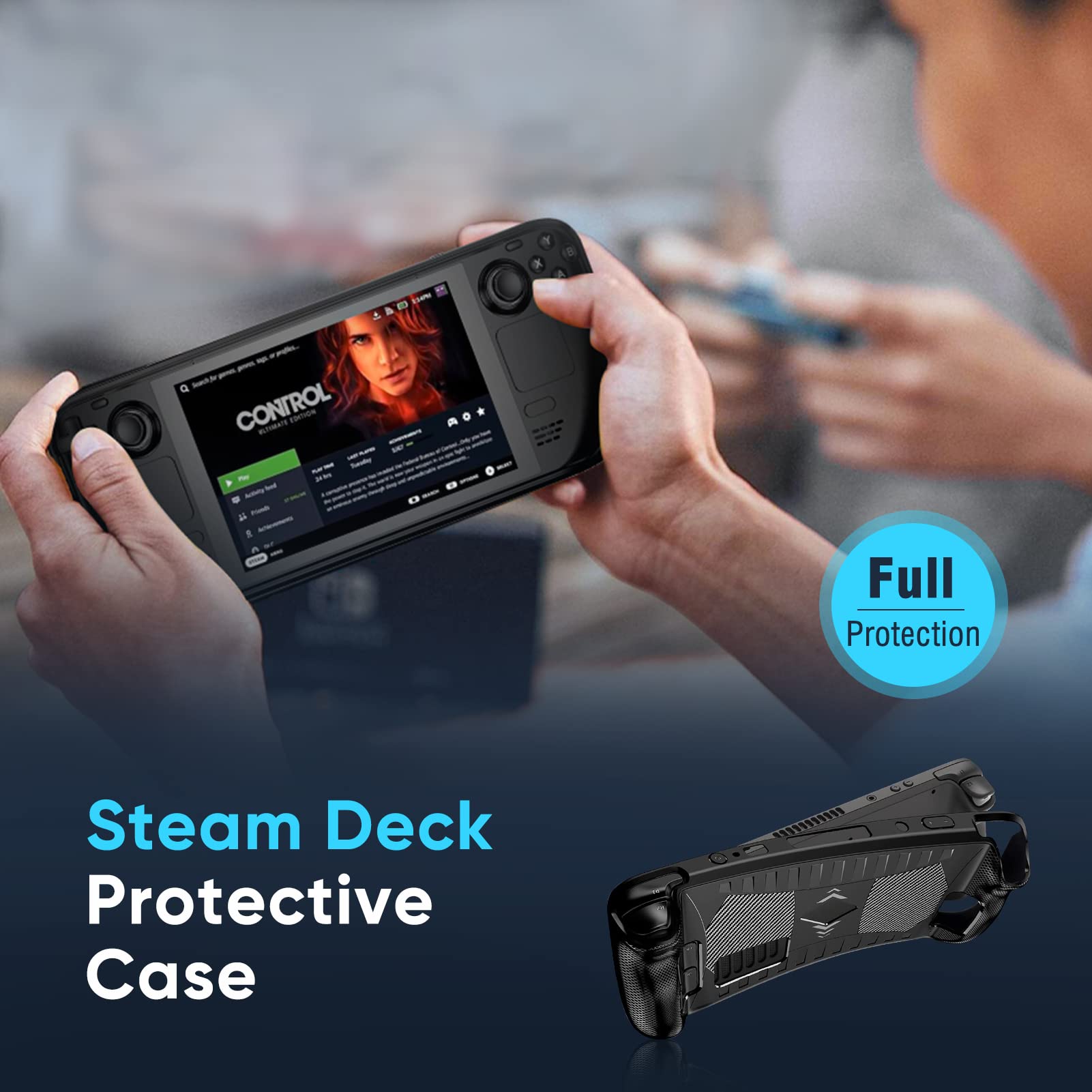 Steam Deck Case Stream Deck Case with Anti-Slip Particles, Compatible with Steam Deck Cover, Anti-Skid Anti-Collision Anti-Scratch Anti-Scratch Ergonomically Designed Anti-Drop Grip Design
