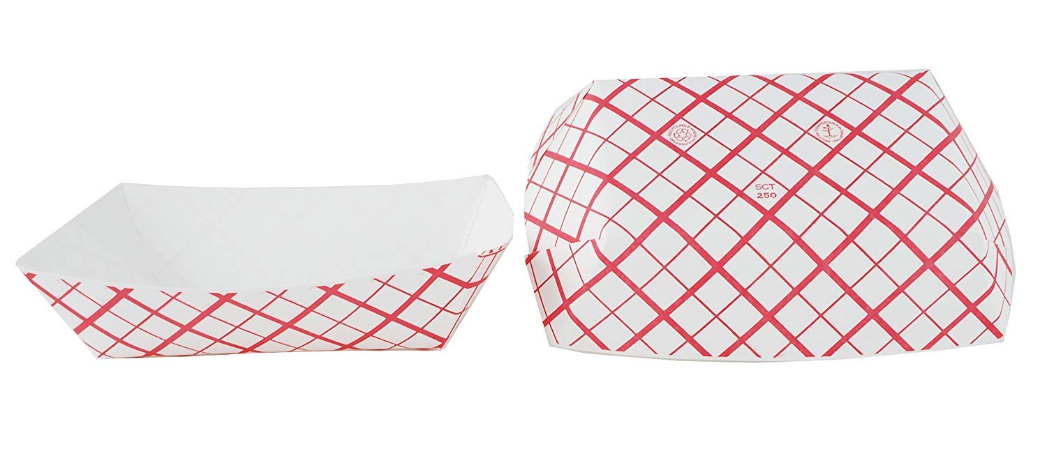 Southern Champion Tray 0421 #250 Southland Paperboard Food Tray, 2-1/2 lb Capacity, Red Check (Case of 500)