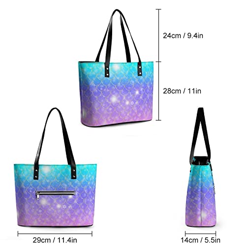 Womens Handbag Mermaid Fish Tail Leather Tote Bag Top Handle Satchel Bags For Lady