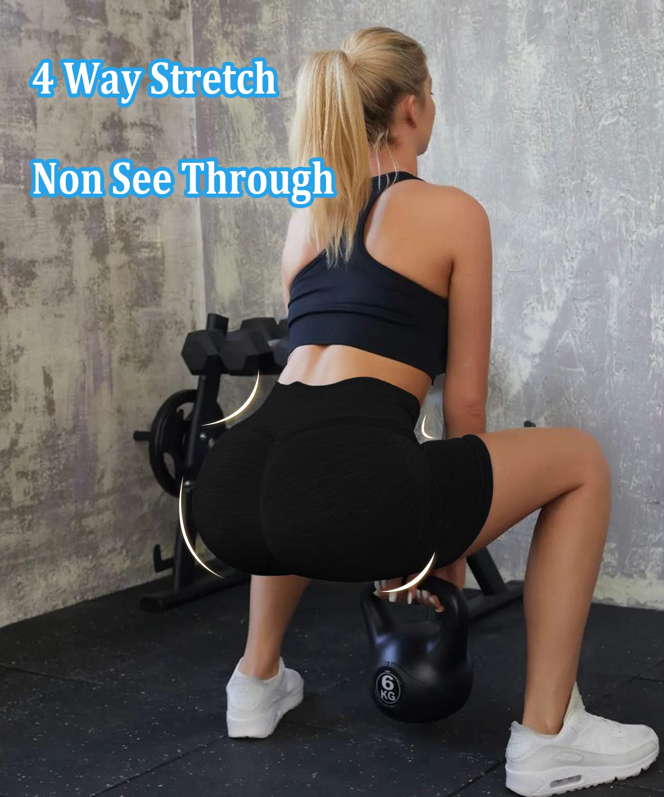 YAMOM Women’s Seamless Biker Shorts Workout Gym High Waisted Butt Lifting Shorts Scrunch Booty Yoga Shorts
