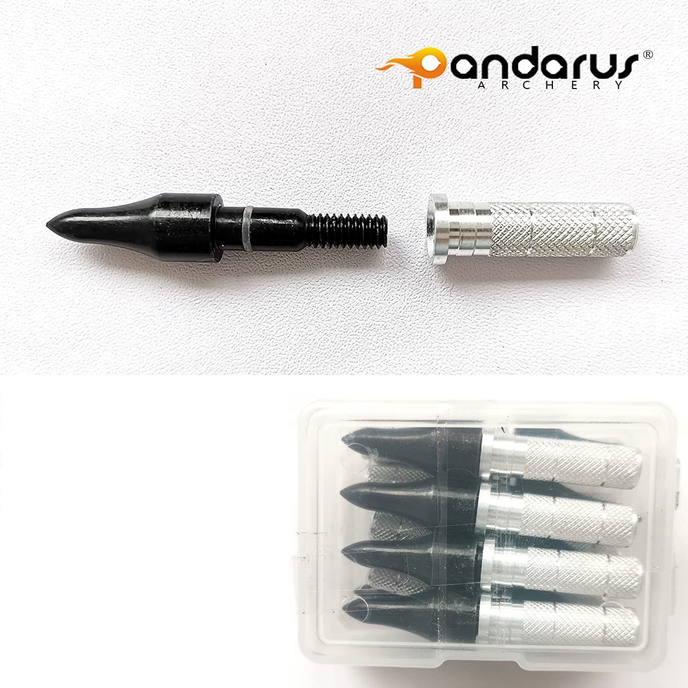 PANDARUS Pack of 12 PCS 5/16 Inch Screw in Archery Bullet Points and Tip Standard Inserts - STD .246 INS for Arrows, 100 Grain Each