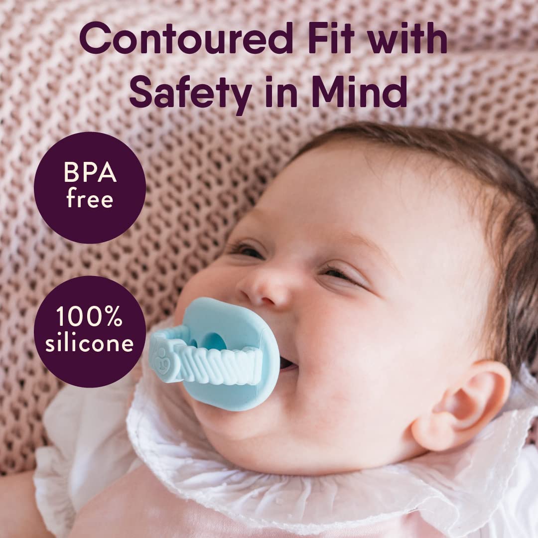 NatureBond Baby Silicone Pacifiers (2 Packs) + Pacifier Case | Soothie Pacifier 6-18 Months | Blue & Cream | BPA-Free Food Grade Silicone Binkies, Baby Boy Pacifier, Chupones para Bebes