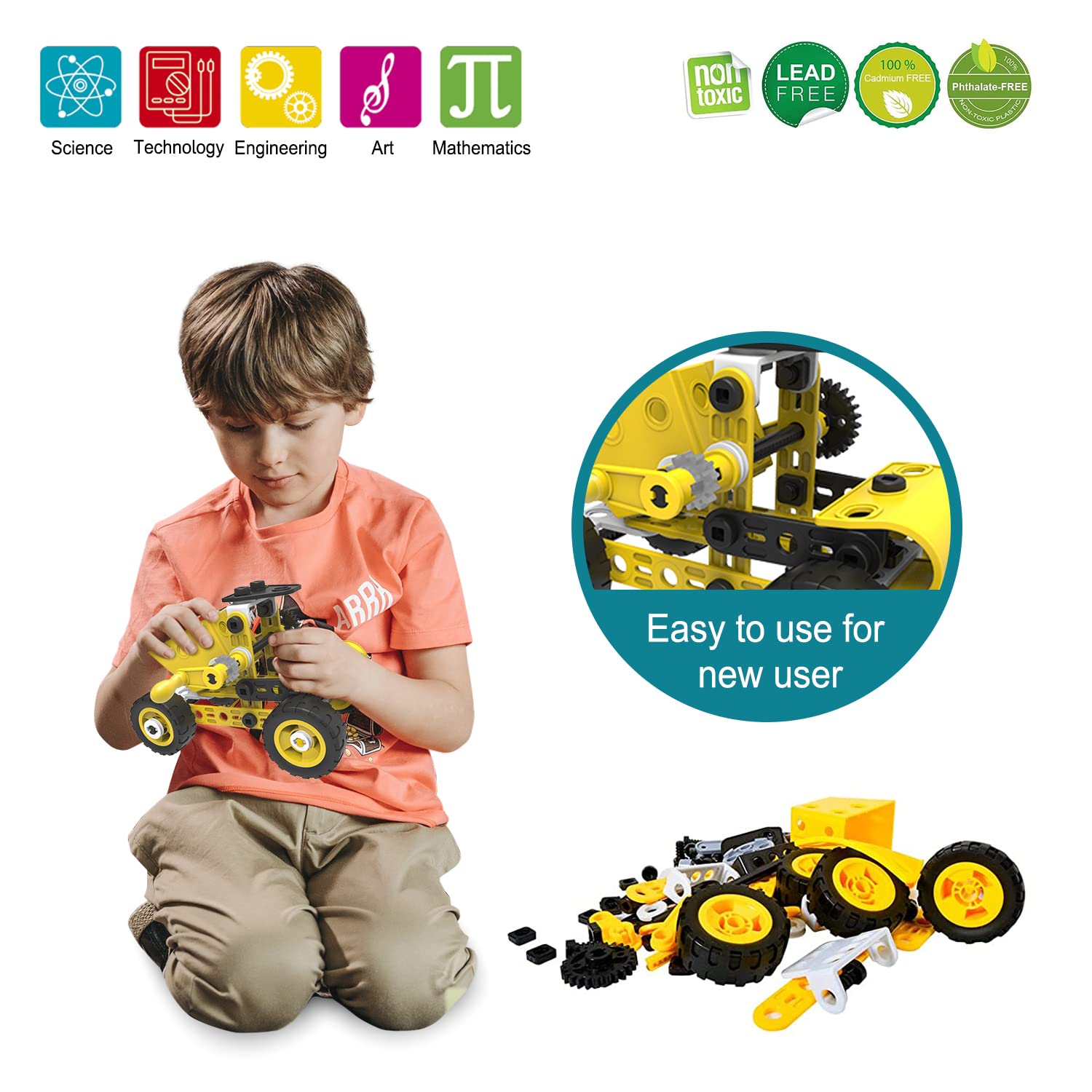 STEM Building Toys for 6+ Years Old Boys and Girls - 8in1 Construction Engineering Building Toy Erector Set for Kids 6 7 8 9 10 Years Old - Educational STEM Toy for Boys Age 8-12 - Fun Birthday Gift