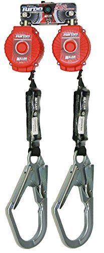 Miller Honeywell Home Miller Twin Turbo Fall Protection System with D-Ring Connector and 2 TurboLite Personal Fall Limiters (MFLB-4-Z7/6FT), Red