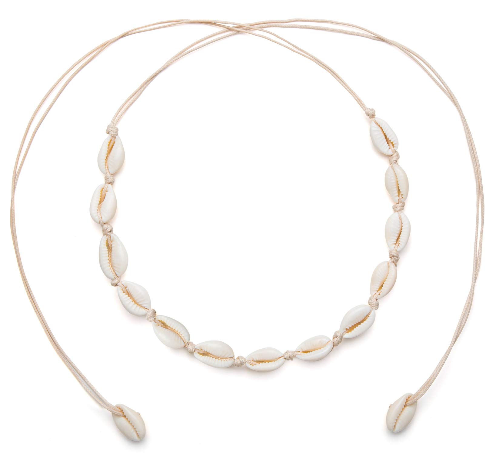 Qceasiy Sea Shell Necklace Choker For Women Summer Beach Natural Cowrie Shell Necklace(Begie Rope)