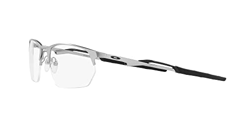 Oakley Men's Ox5152 Wire Tap 2.0 Rx Rectangular Prescription Eyewear Frames, Satin Chrome/Demo Lens, 56 mm
