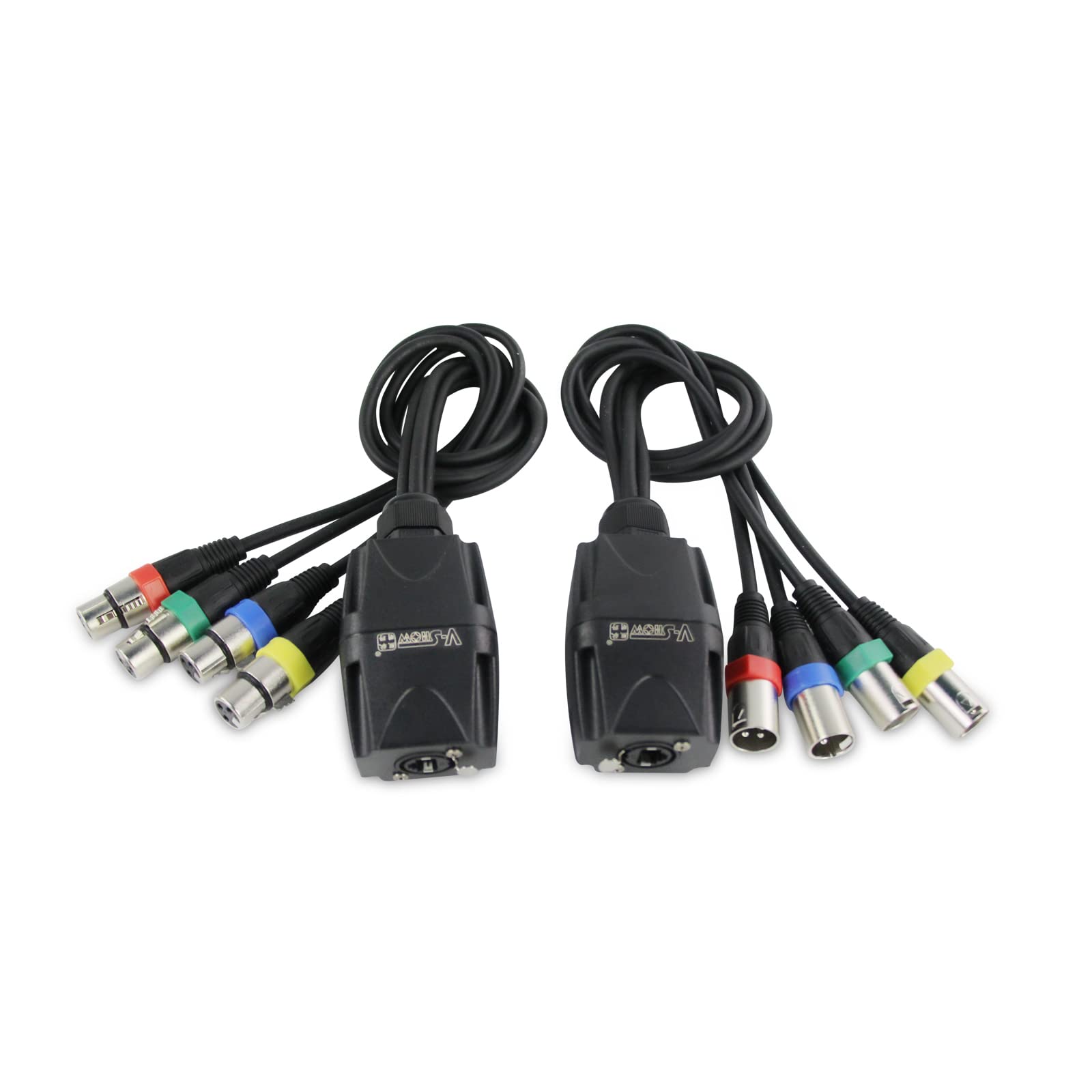 V-Show Cat 5 Snake RJ45 DMX Split Box - Cable Splitter RJ45/4 x XLR 3-pin Cable Male and Female to 1 Ethercon Network Cable Adapter