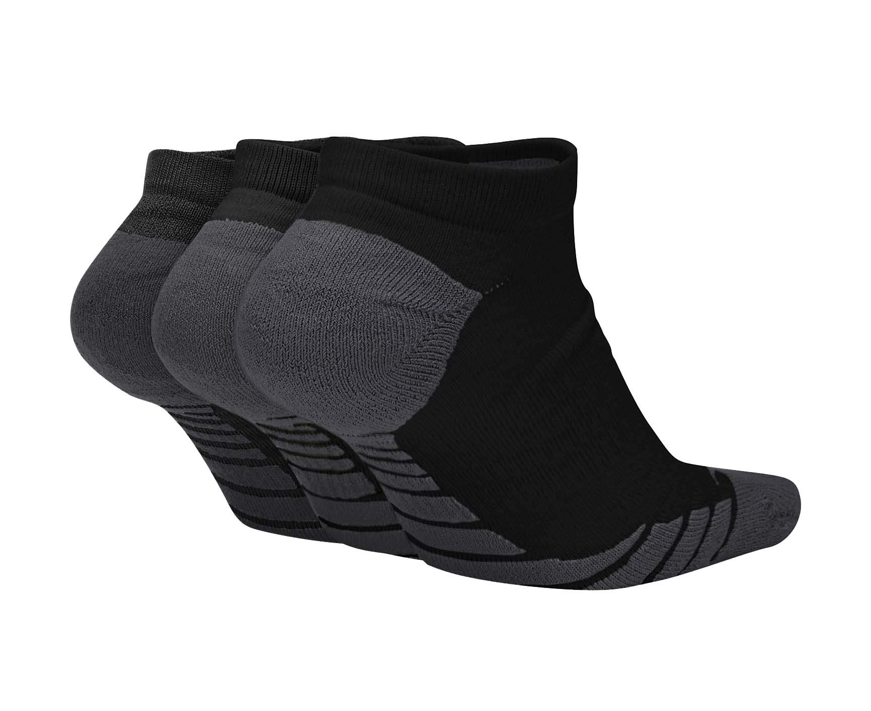 Nike Dry Cushion No-Show Training Socks (3 Pair) (Black, Large)