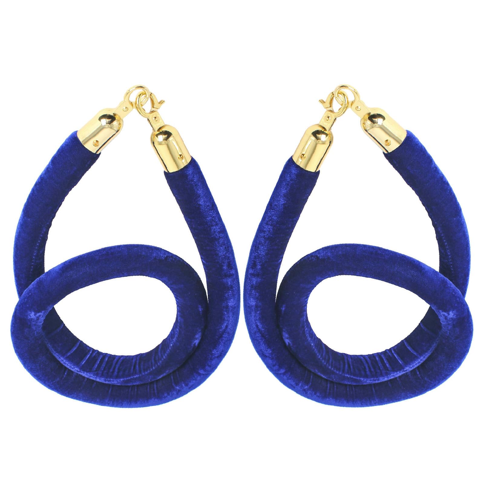 NovelBee 2 Pack of 5 Feet Velvet Rope with Gold Plated Hooks,Crowd Control Stanchion Post Queue Line Barrier (Black)
