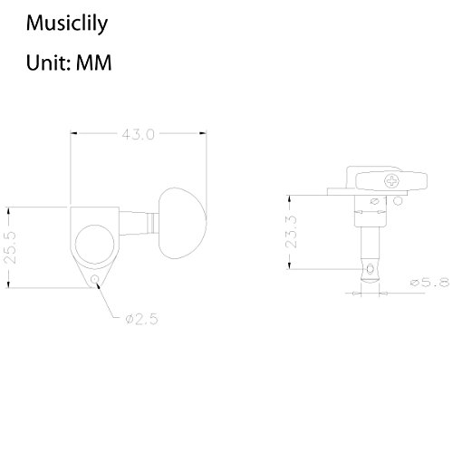 Musiclily 3+3 Epi Style Guitar Machine Head Sealed Tuners Tuning Pegs Set for Les Paul Style Electric Guitar or Acoustic Guitar Half Moon Button Chrome