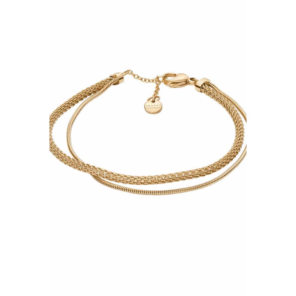 Skagen Women's Kariana Gold Tone Bracelet With Crystal Accents, Gold Steel Mesh