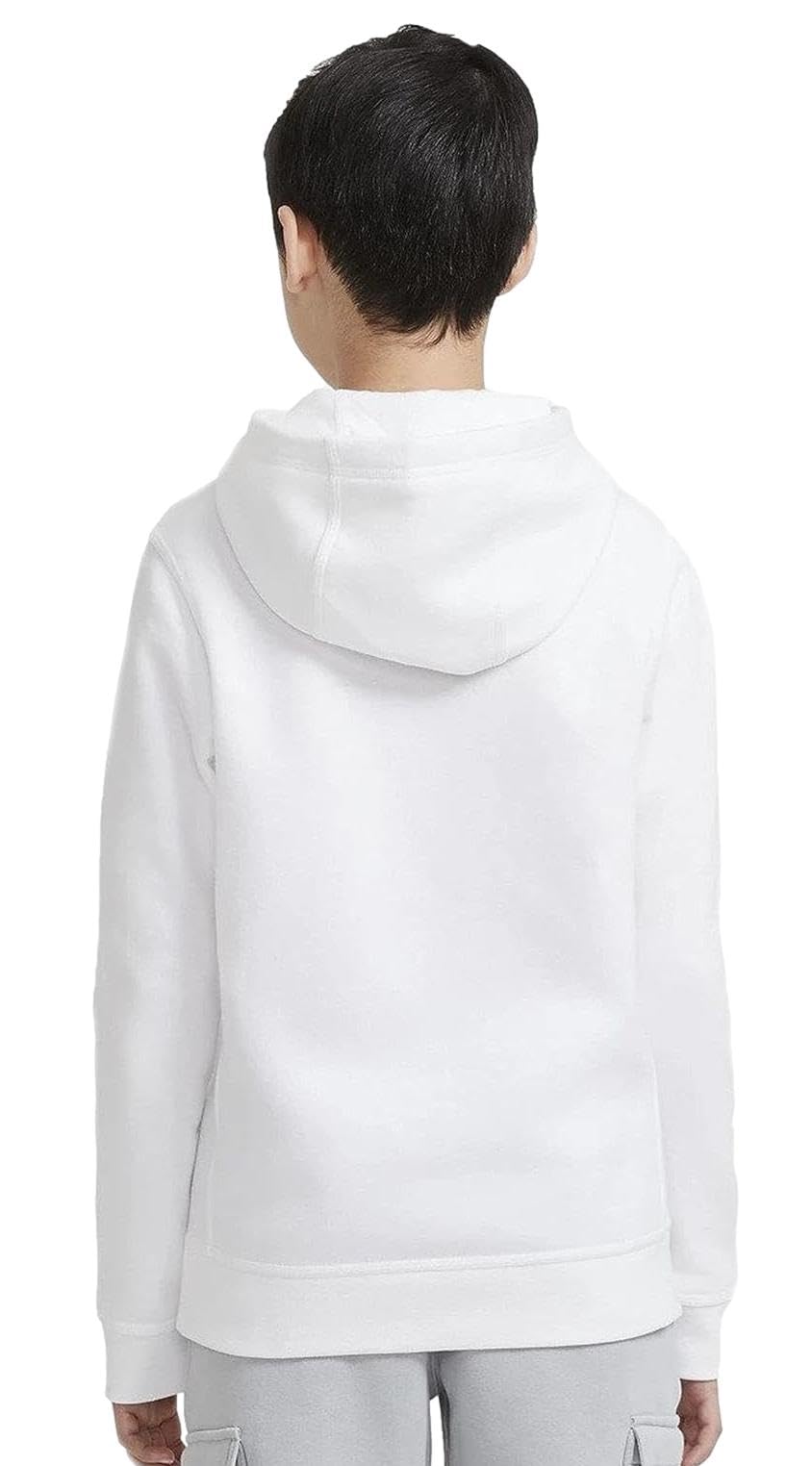 Nike Boys Sportswear Club+ Hbr Pullover Hoodie (White/Green/Green, Large)