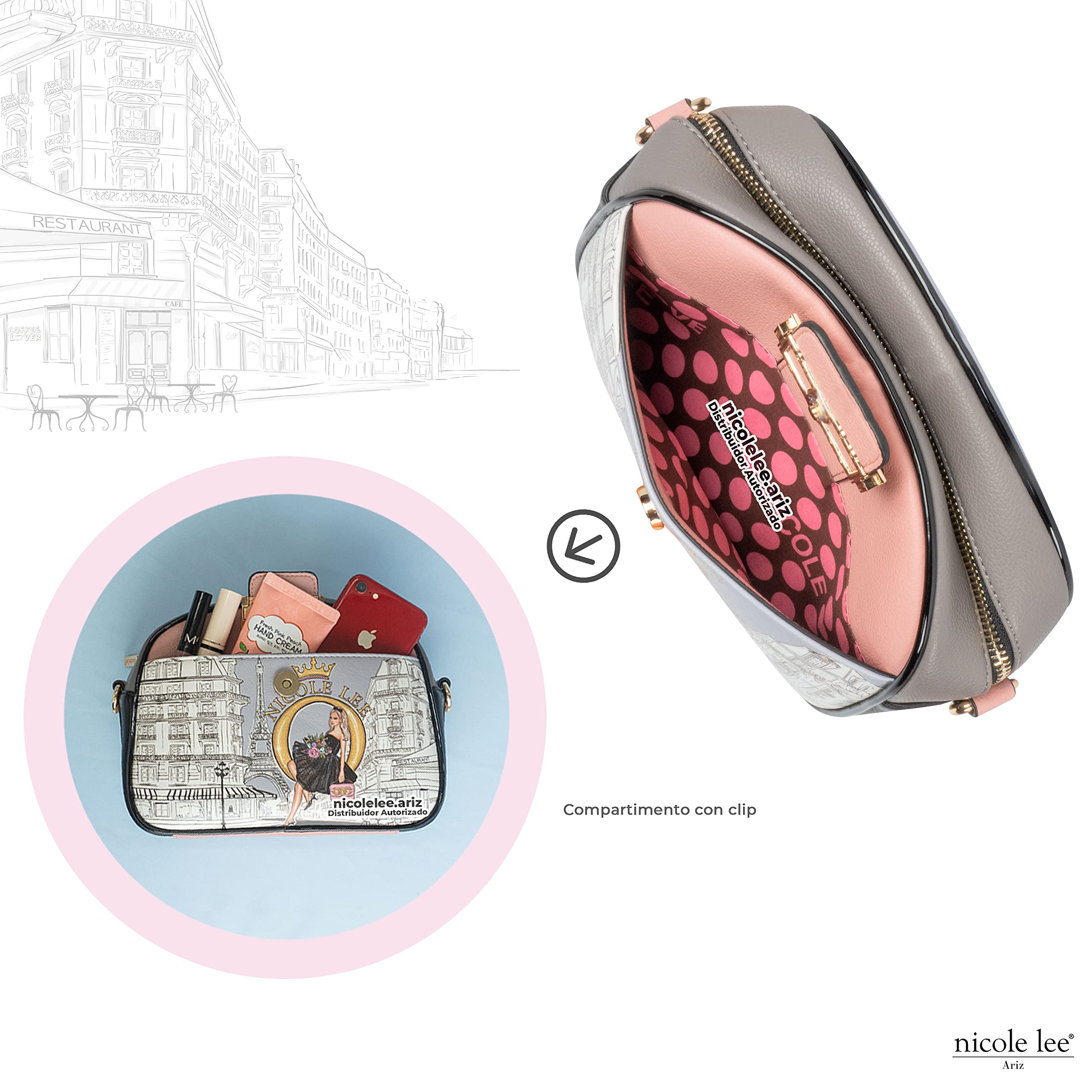 Nicole Lee Oelfina Small Fashion Print Crossbody Bag, Front Flap Pocket, Adjustable Detachable Shoulder Strap (Success in New York)