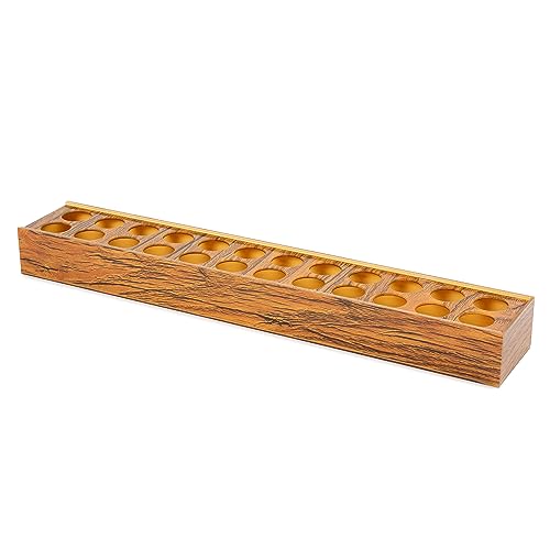 Rectangular Acrylic Flower Centerpieces for Tables with Wood Grain Pattern | Long 24 Hole Flower Arrangement Holder | Acrylic Flower Centerpiece Vase | Dining Table Decor Centerpiece Vases for Table