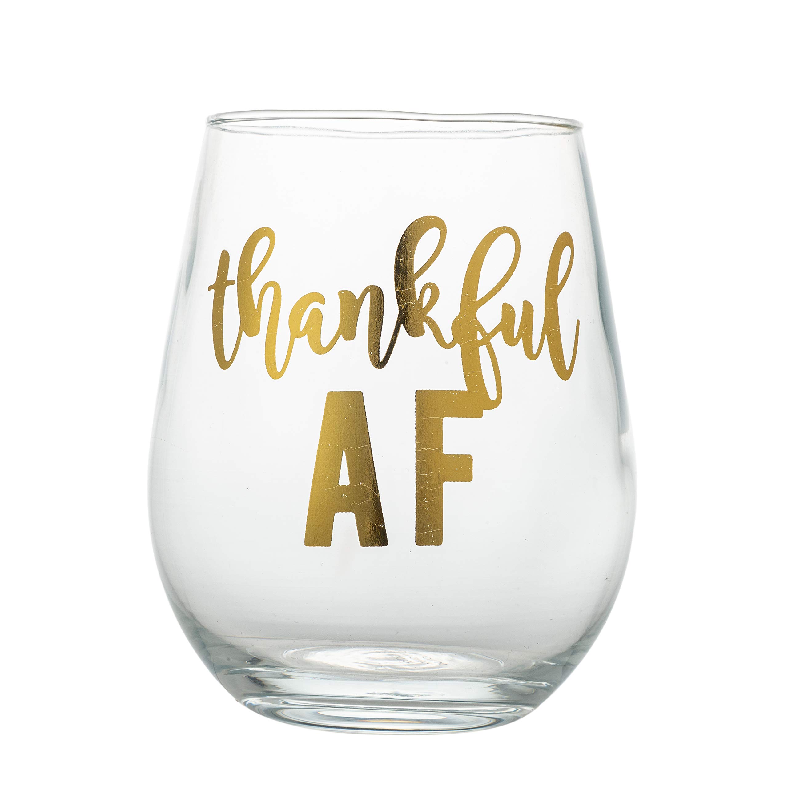 Thanksgiving Thankful AF Stemless Wine Glass, 22oz Friendsgiving Wine Glasses, Thanksgiving Wine Glass - Perfect Friendsgiving Gift, Turkey Wine Glass, Fall Wine Glass (Thankful AF)