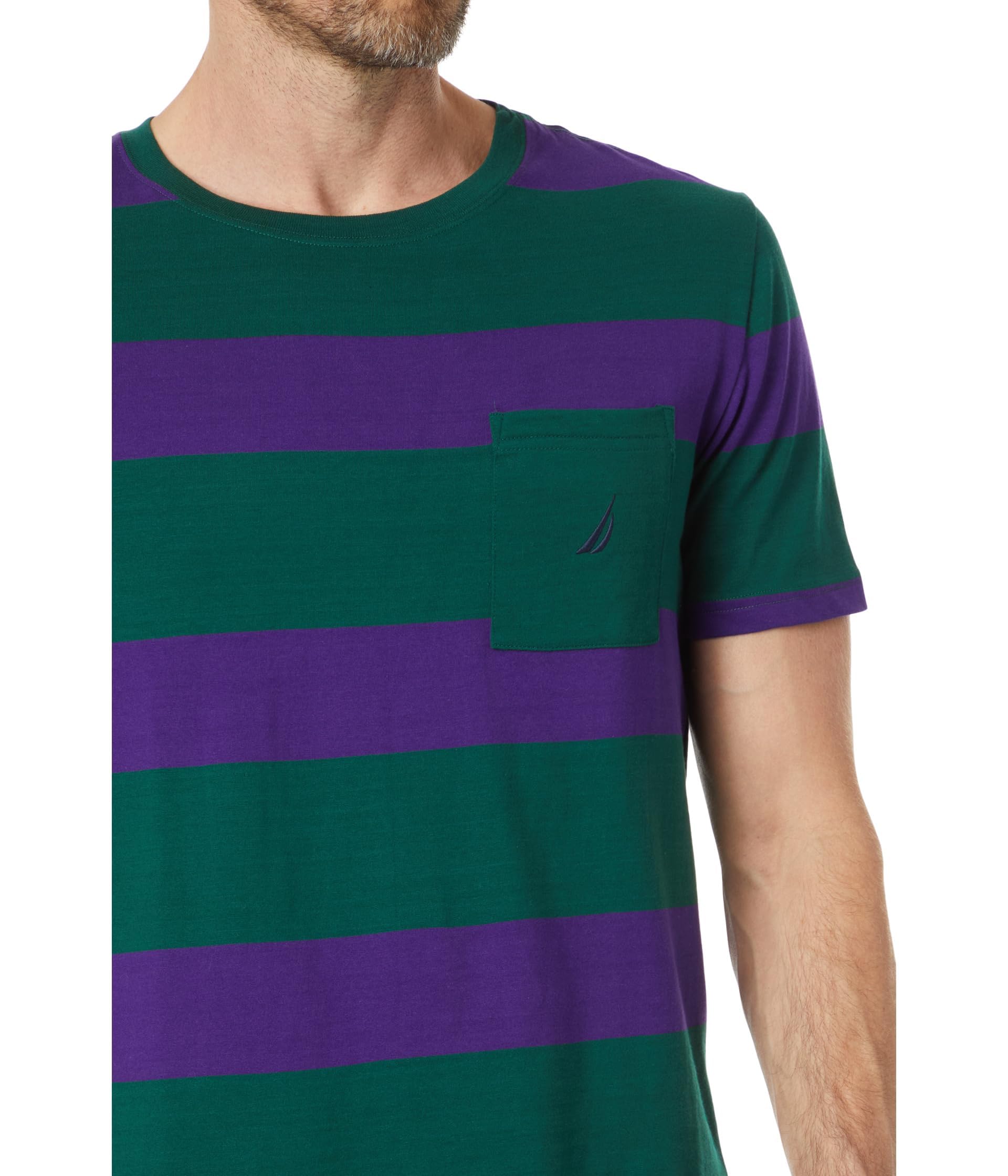 Nautica Men's Striped Crewneck T-Shirt, Tidal Green
